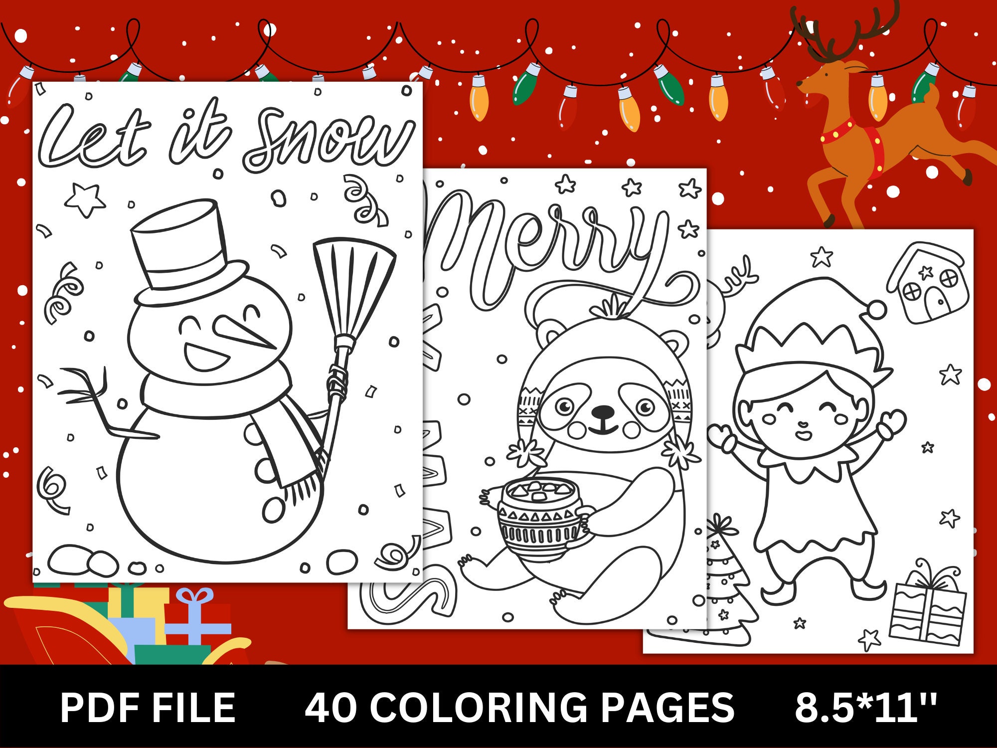 40 Christmas Coloring Pages for Kids, Printable Pages for Kids, Digital ...