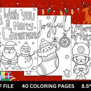 40 Christmas Coloring Pages for Kids, Printable Pages for Kids, Digital ...