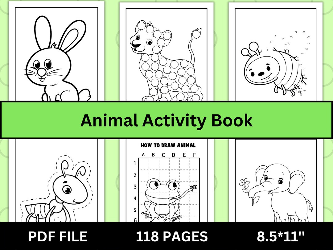 Animals Activity Book for Kids, 118 Printable Pages for Kids and ...