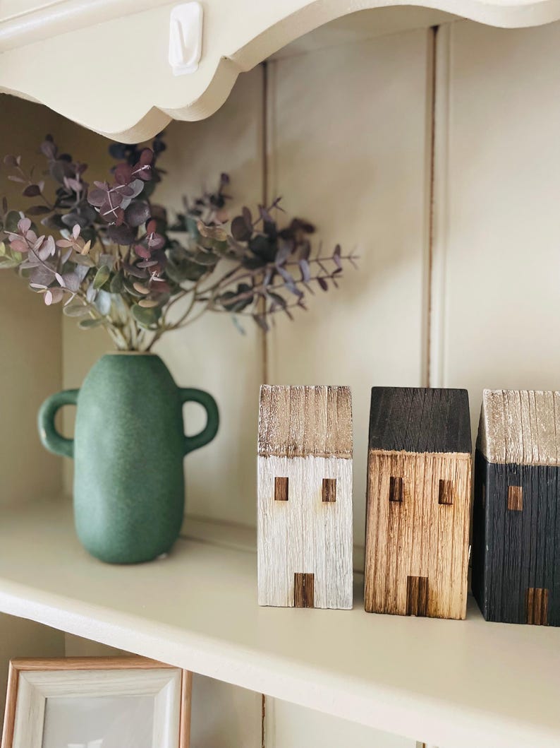 Wooden House Decorative Blocks - Set of 3, Rustic Country Home Decor ...