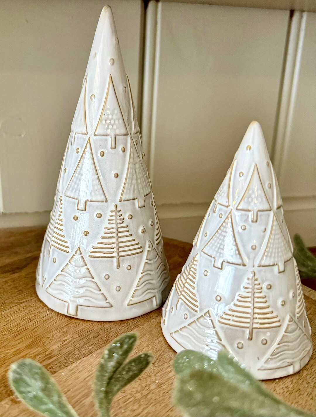 Rustic Ceramic Tree 2 Sizes White Ceramic Decorative Christmas Trees ...