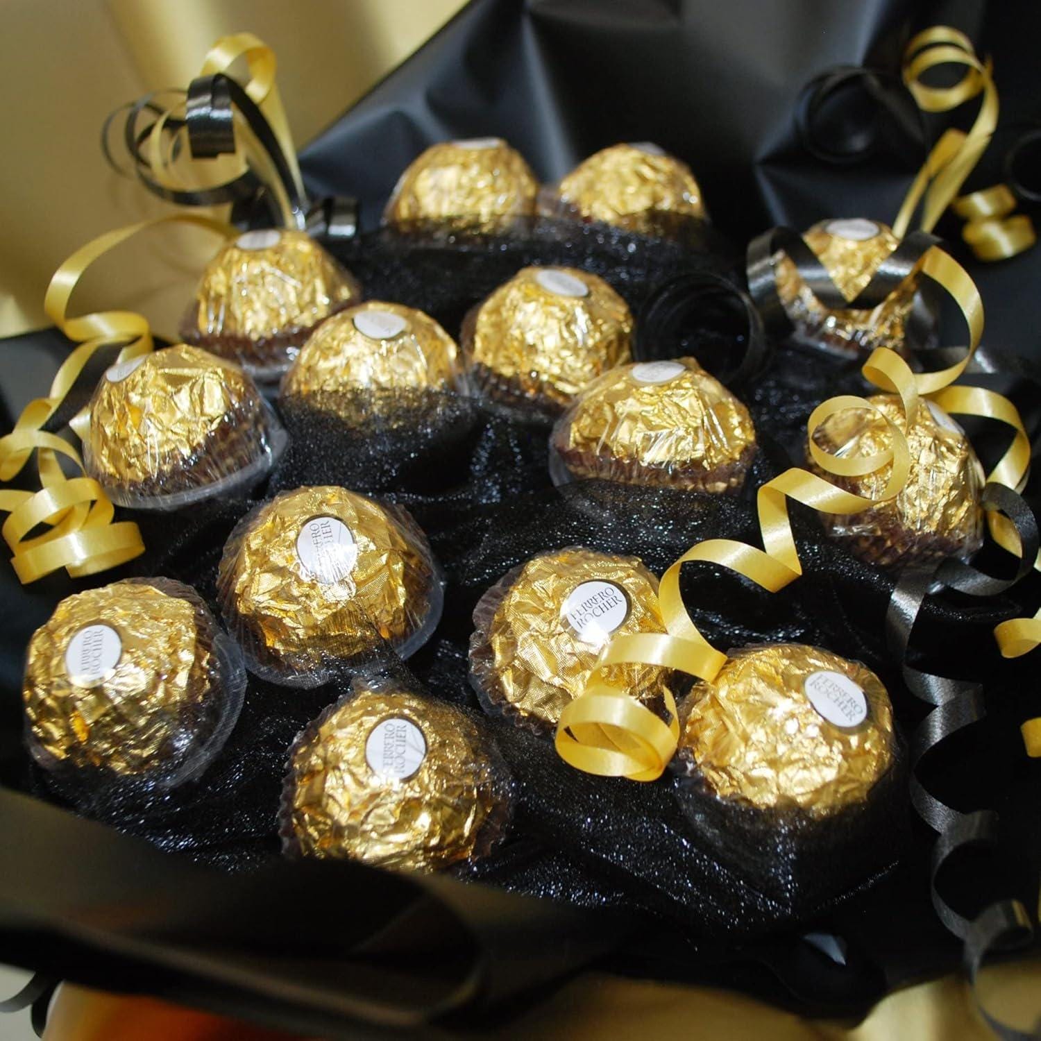 Personalised Black and Gold Ferrero Chocolate Chocolate Bouquet/hamper ...
