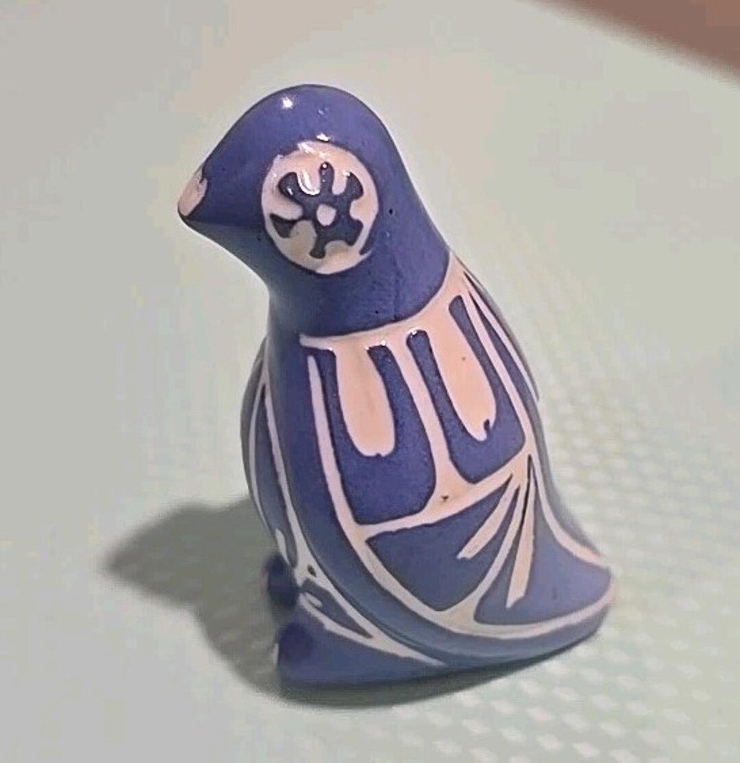 Vintage MCM Pablo Zabal Chile Blue Signed Pottery Ceramic 2" Penguin ...