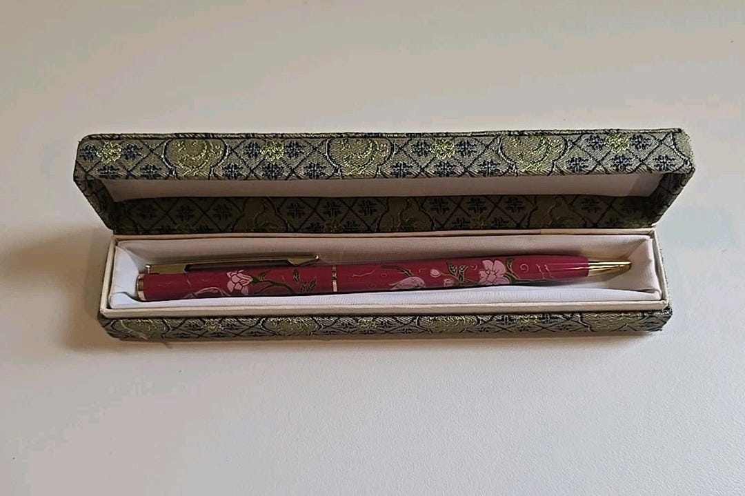 Vintage Chinese Cloisonne Ballpoint Pen in Box Pink Floral Flowers - Etsy