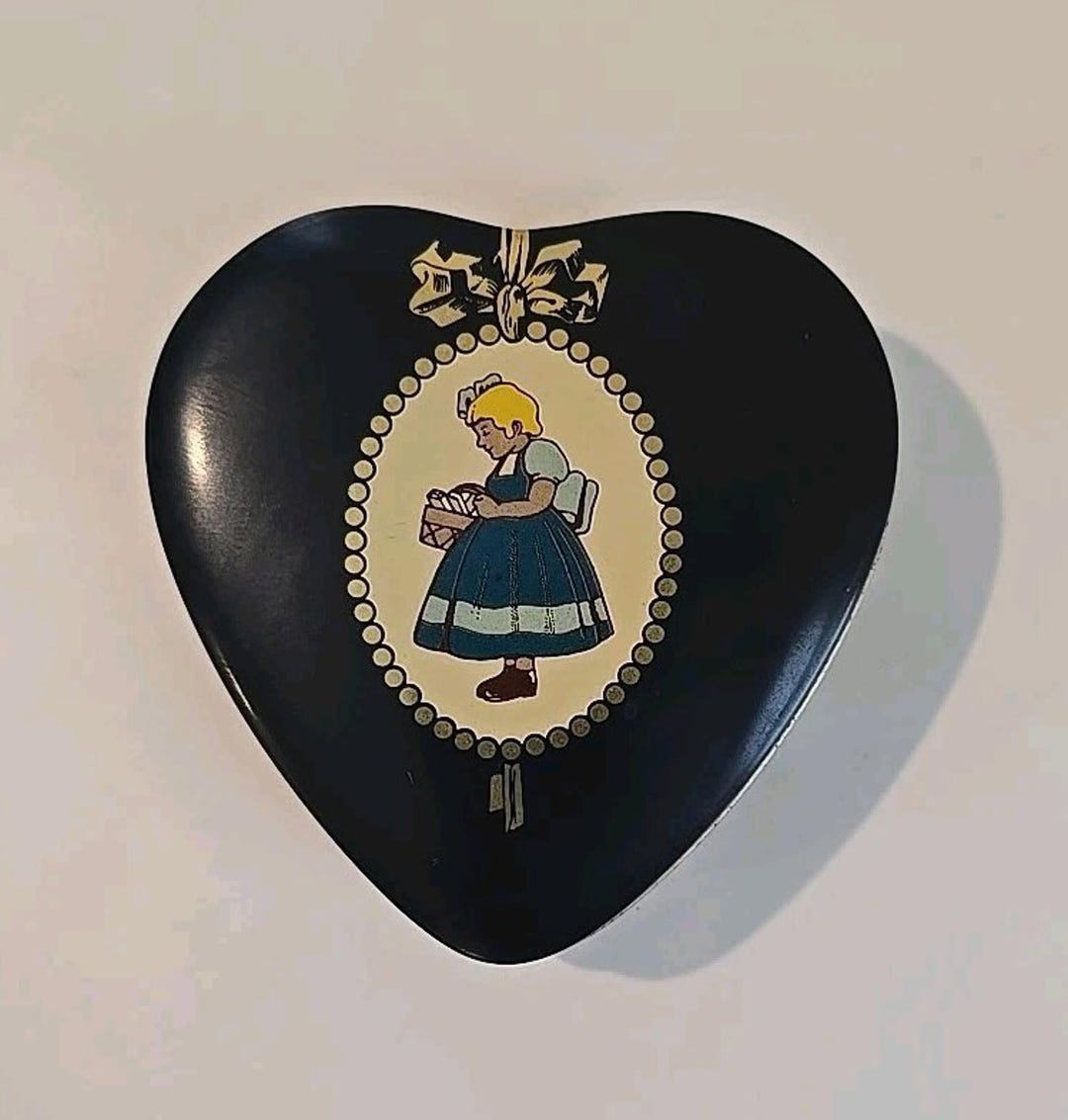 RARE Vintage Irma Girl Danish Heart Shaped Tin Canister - Etsy