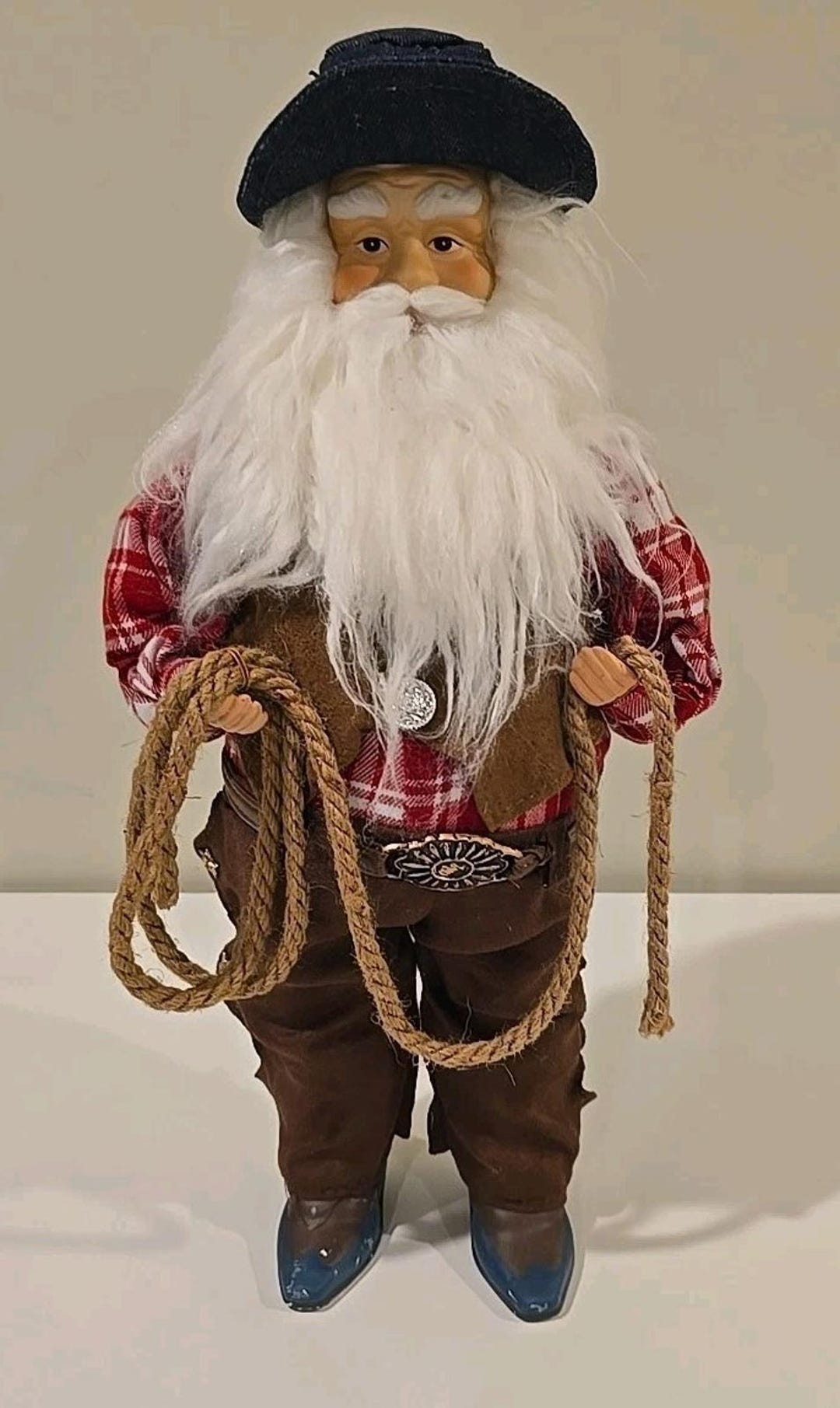 Cowboy Santa Doll With Lasso & Saddle - 16" Tall Western Rancher #S-4 ...