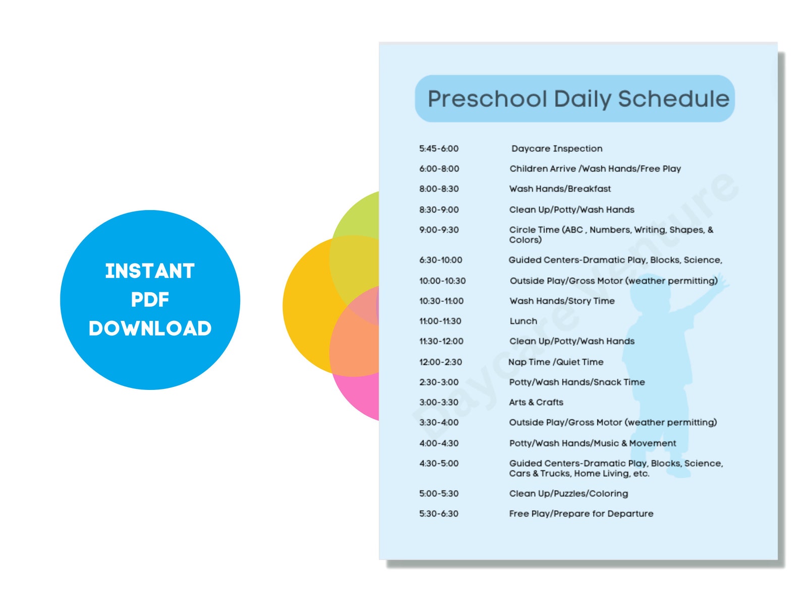 DAYCARE DAILY Schedules/childcare Center Printable Daycare Forms/infant ...