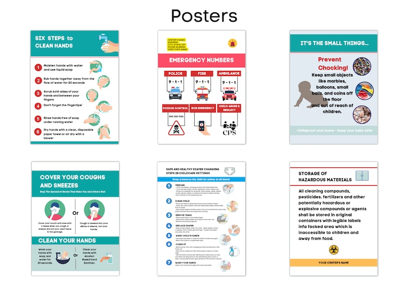 Safety Signs/posters and More for Home Daycare, Daycare Starter Pack 8. ...