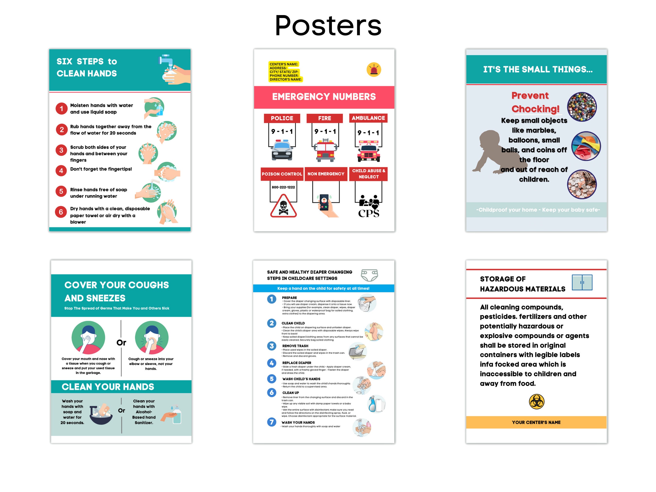 Safety Signs/posters and More for Home Daycare, Daycare Starter Pack 8. ...