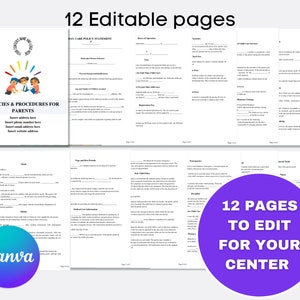 Complete Daycare Parent Handbook/ Childcare Printable Policies and ...