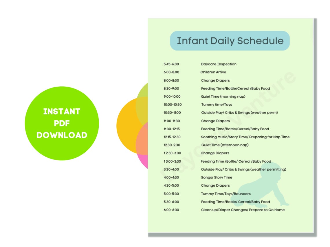 DAYCARE DAILY Schedules/childcare Center Printable Daycare Forms/infant ...