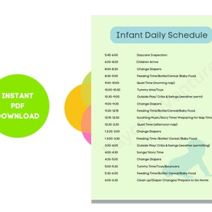 DAYCARE DAILY Schedules/childcare Center Printable Daycare Forms/infant ...