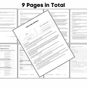 DAYCARE ENROLLMENT FORMS/ Childcare Center Printable Daycare Contract ...