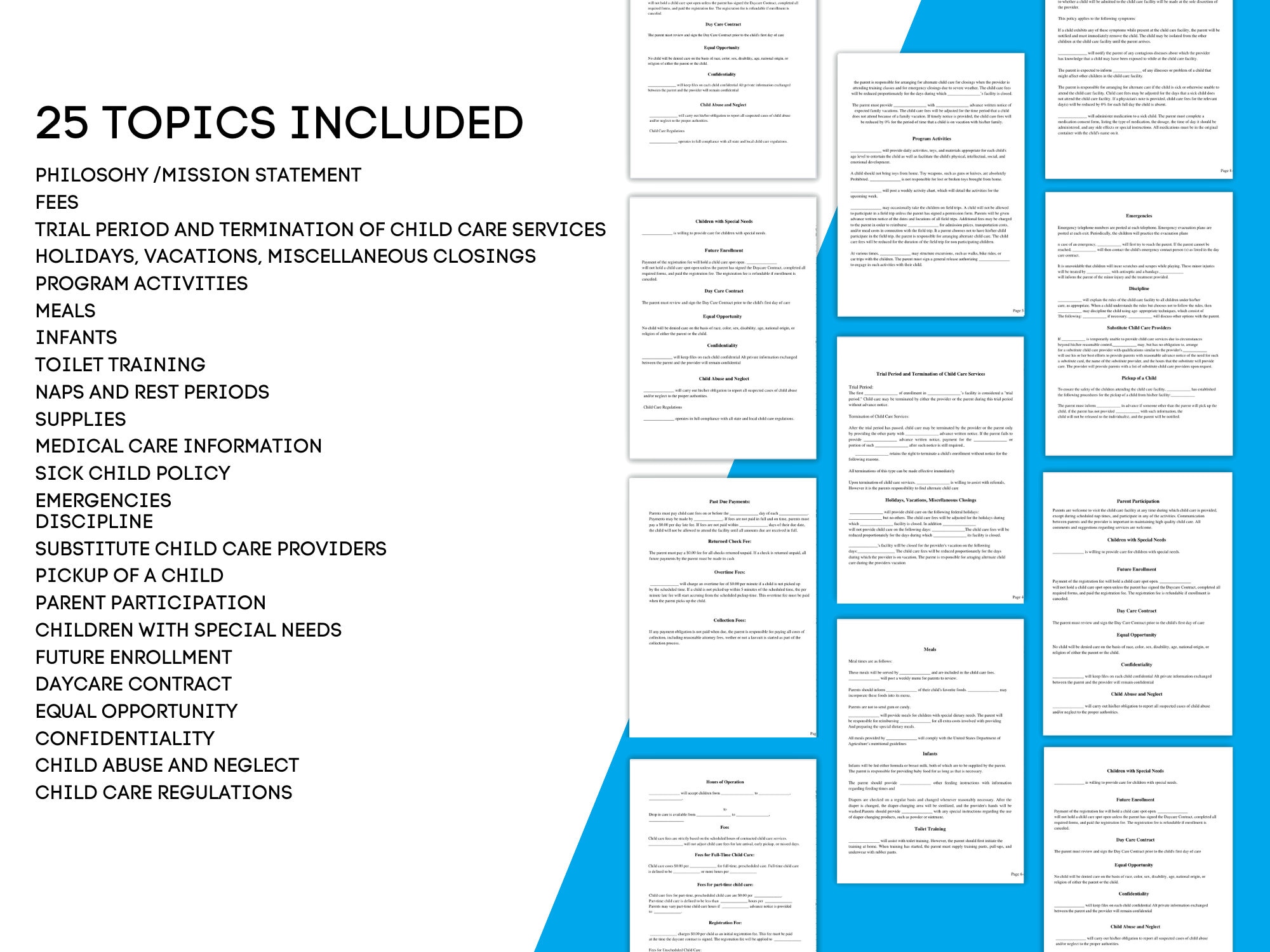 Complete Daycare Parent Handbook/ Childcare Printable Policies and ...