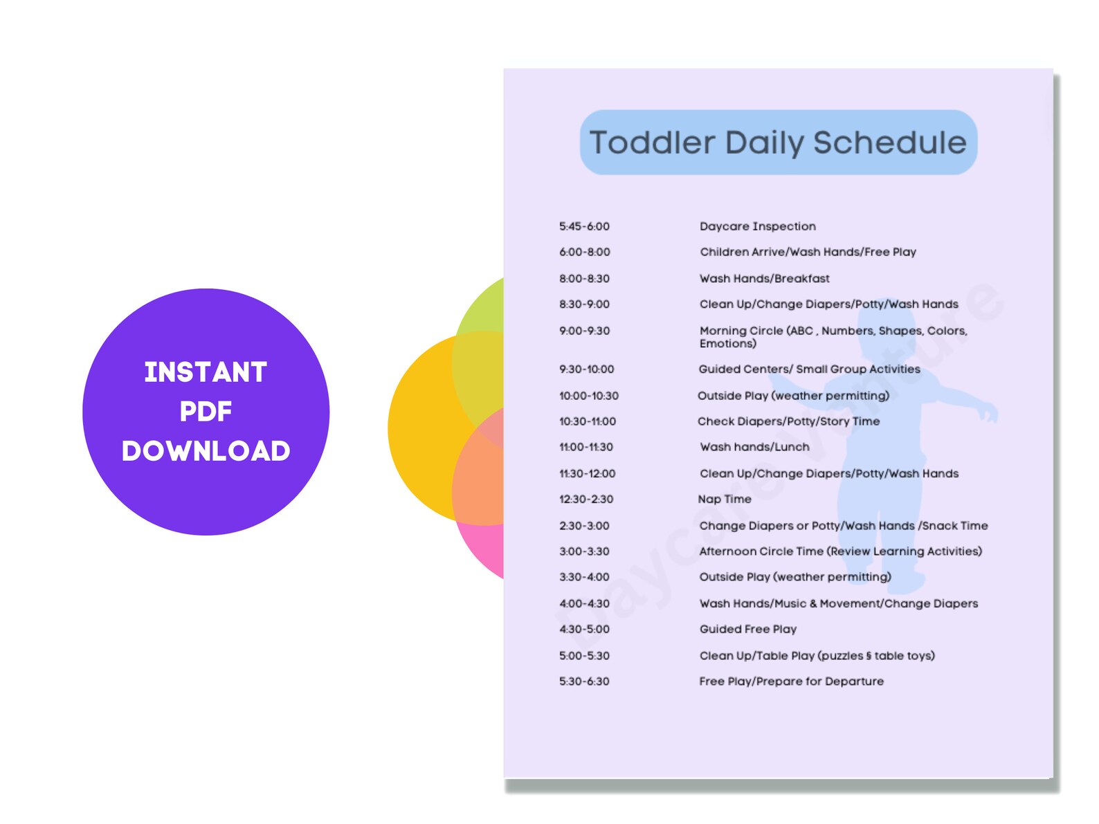 DAYCARE DAILY Schedules/childcare Center Printable Daycare Forms/infant ...