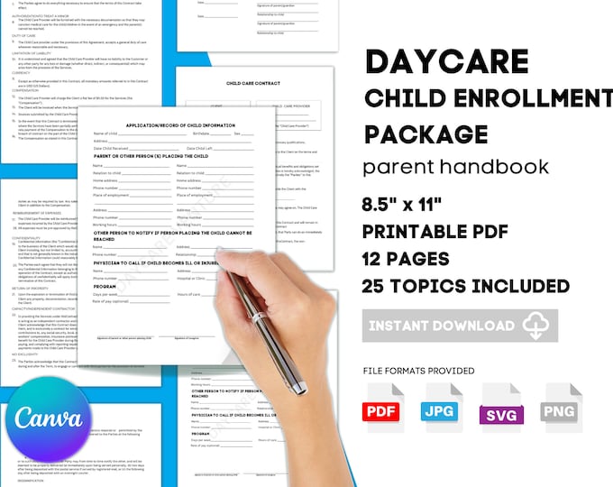 Daycare Contract: Fully Editable Child Care Enrollment Contract | PDF ...