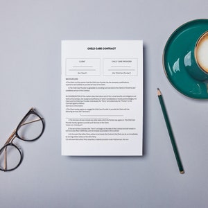 DAYCARE ENROLLMENT FORMS/ Childcare Center Printable Daycare Contract ...