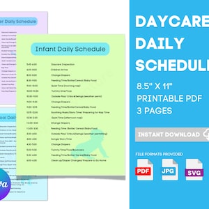 DAYCARE DAILY Schedules/childcare Center Printable Daycare Forms/infant ...