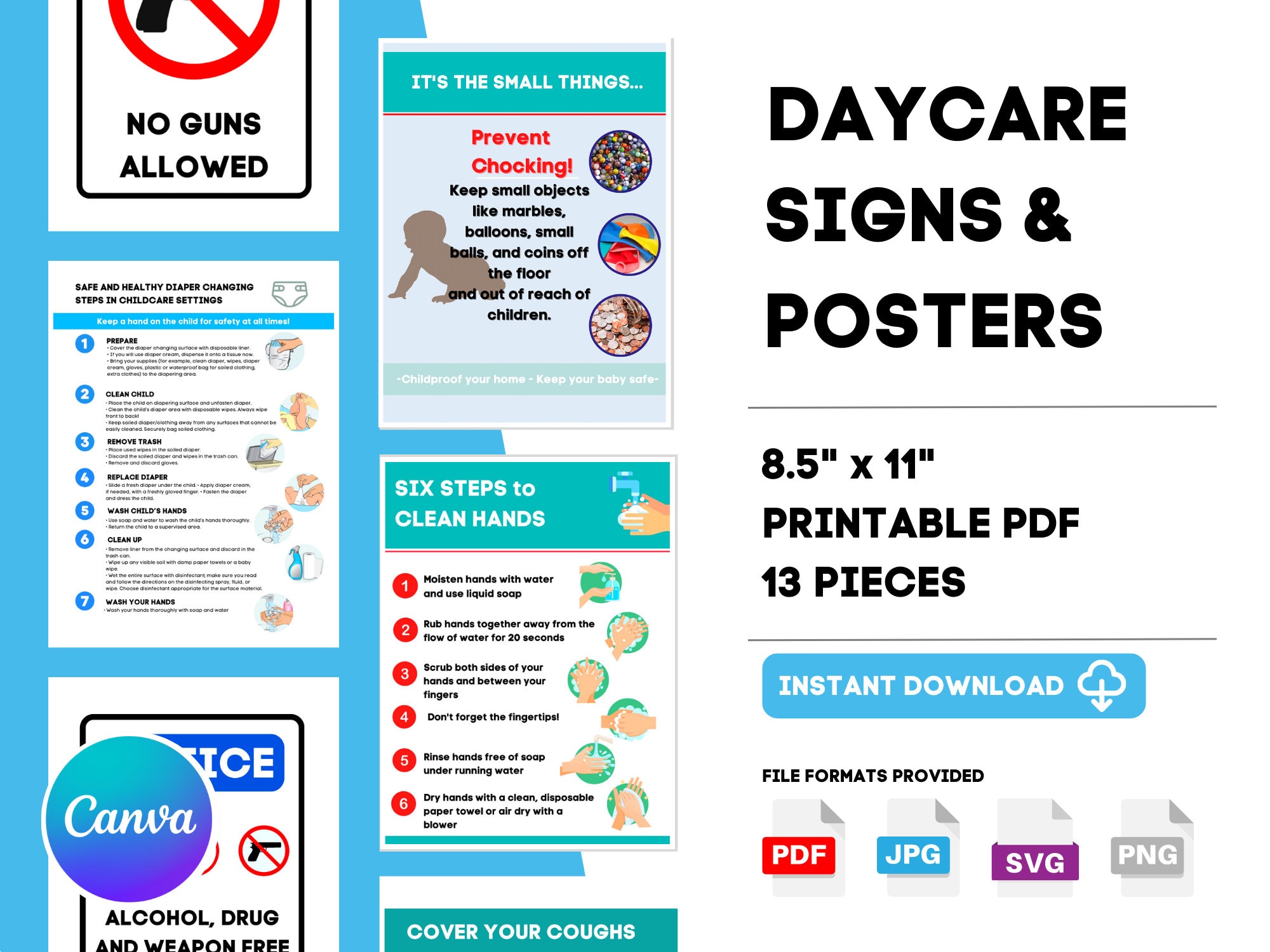 Safety Signs/posters and More for Home Daycare, Daycare Starter Pack 8. ...