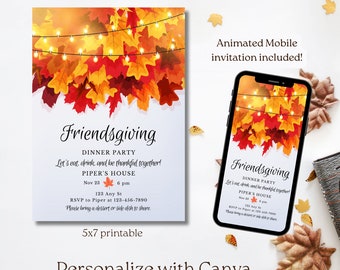 Editable Friendsgiving Invitation Thanksgiving Potluck Friendsgiving ...