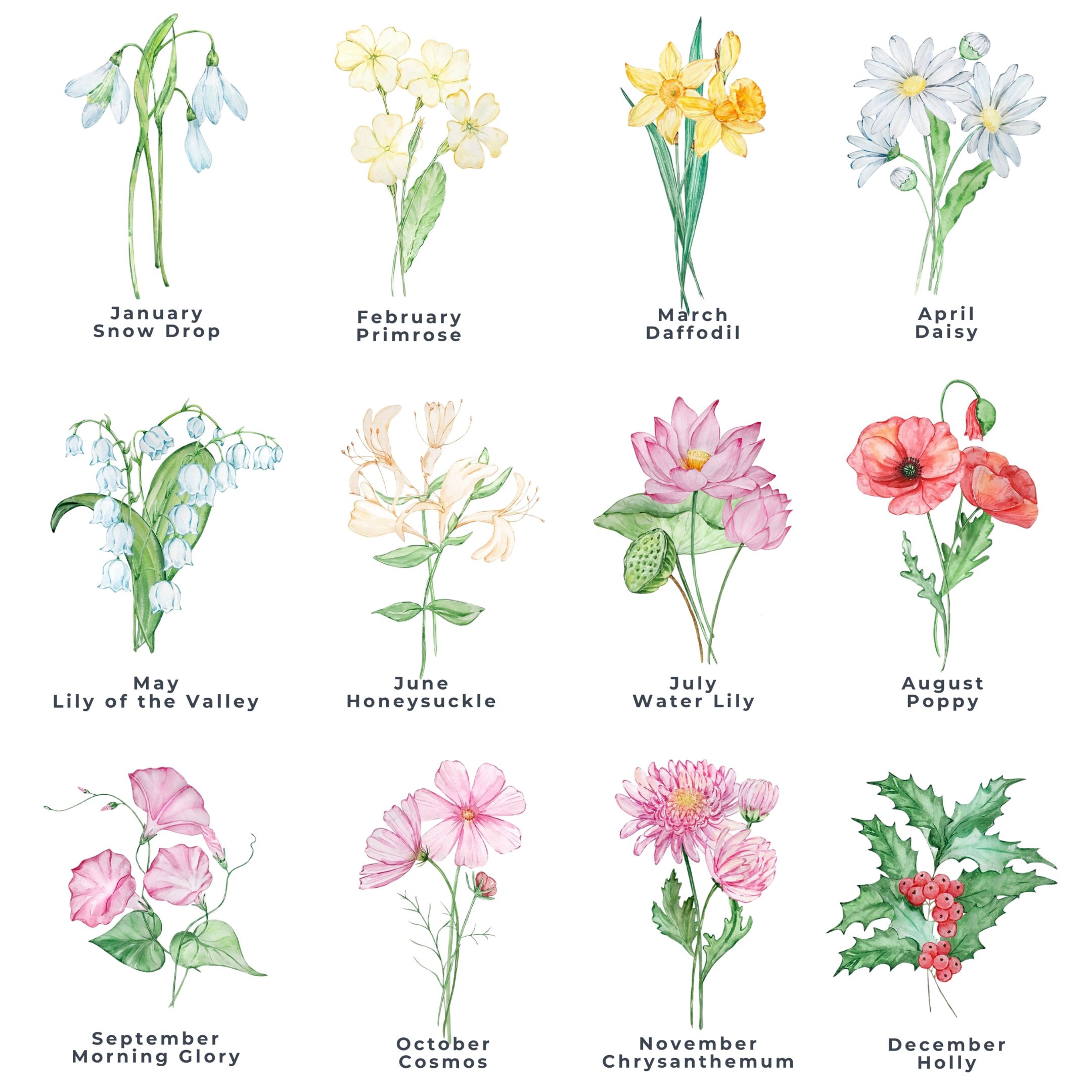 Custom Birth Flower Gift Personalized Birth Month Tote Bag Bridesmaid ...