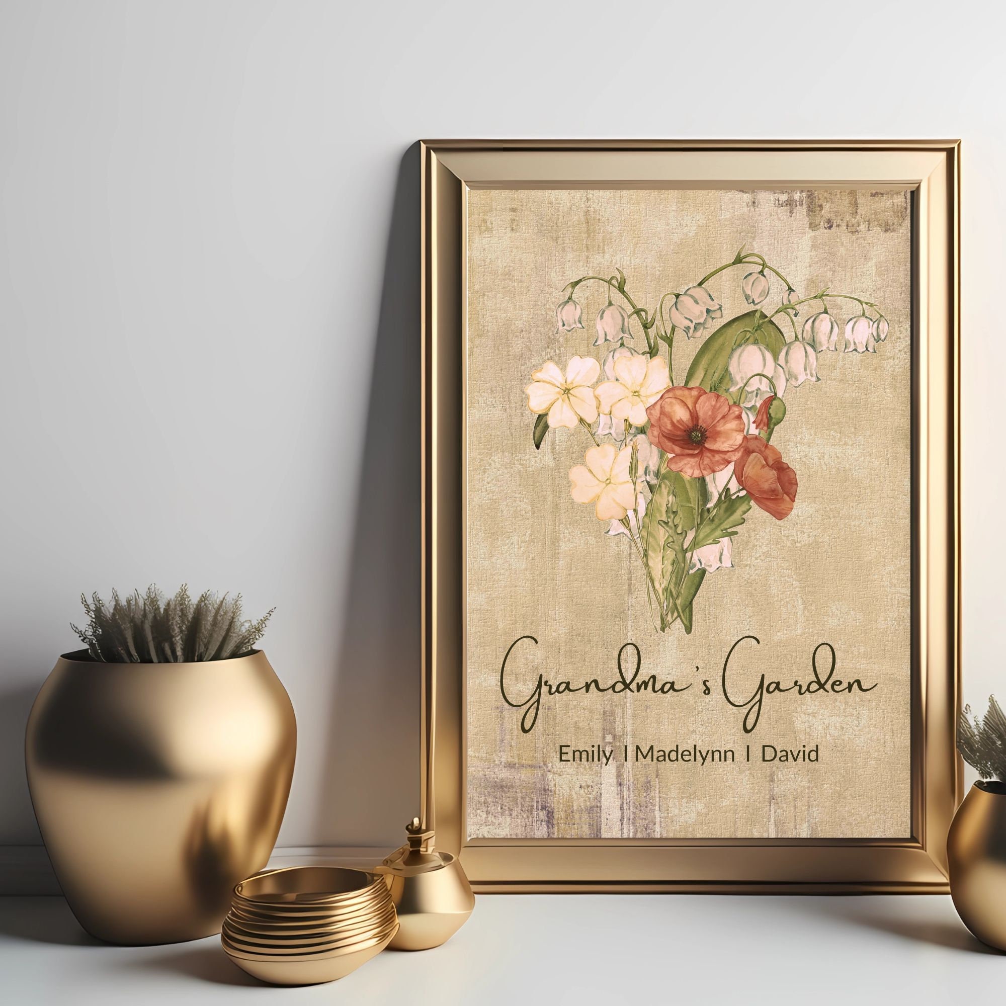 Birth Flower Family Bouquet Print Custom Birth Flower Gift Watercolor ...