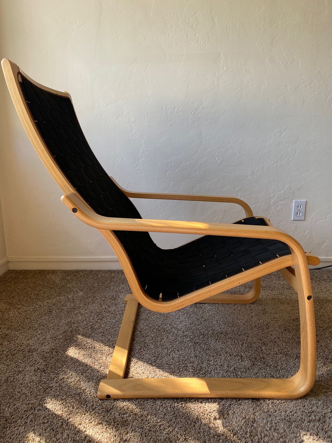 Vintage Scandinavian Bentwood Cantilever Lounge Chair, Black Cotton ...