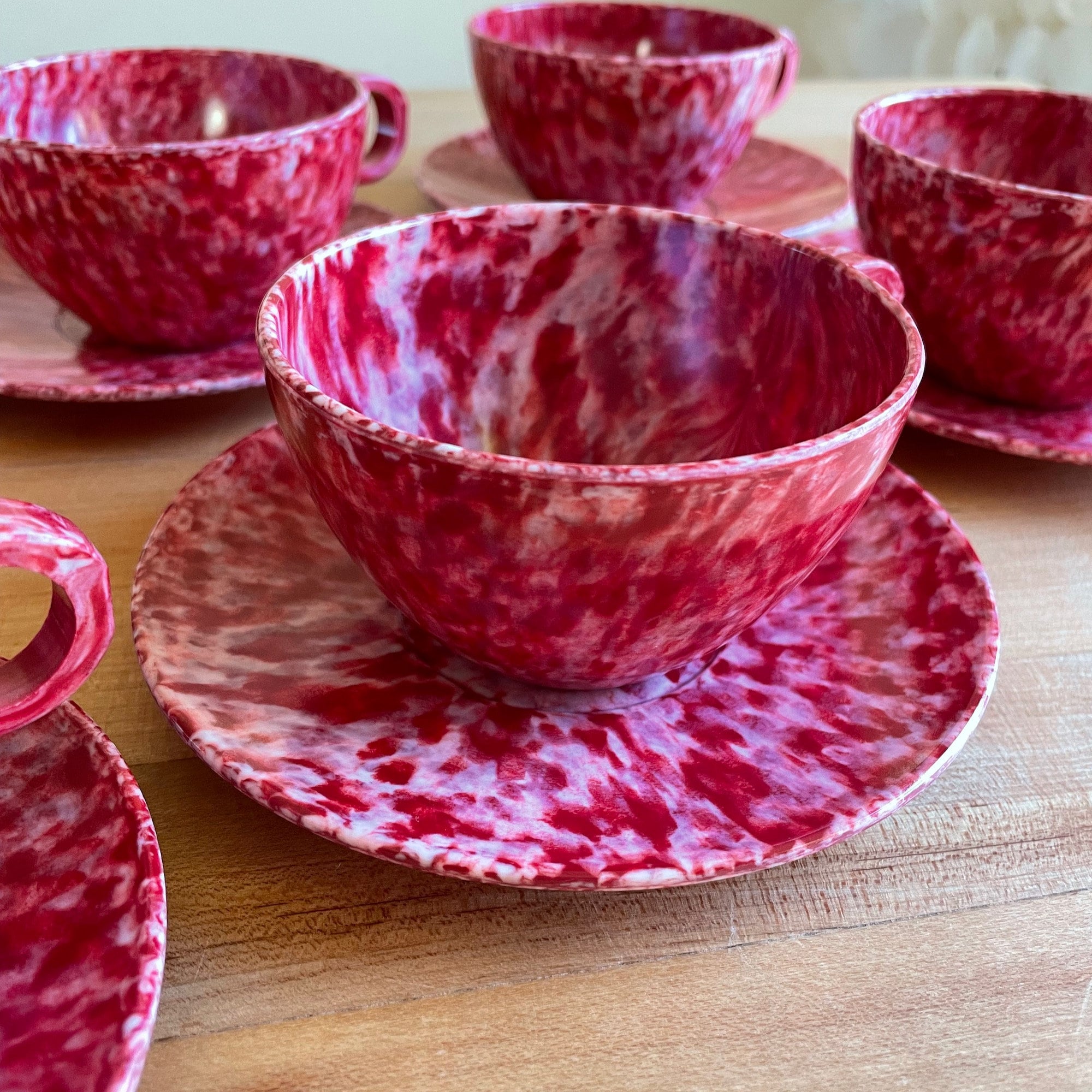 Vintage Speckled Red and White Confetti Melamine Melmac Cups - Etsy