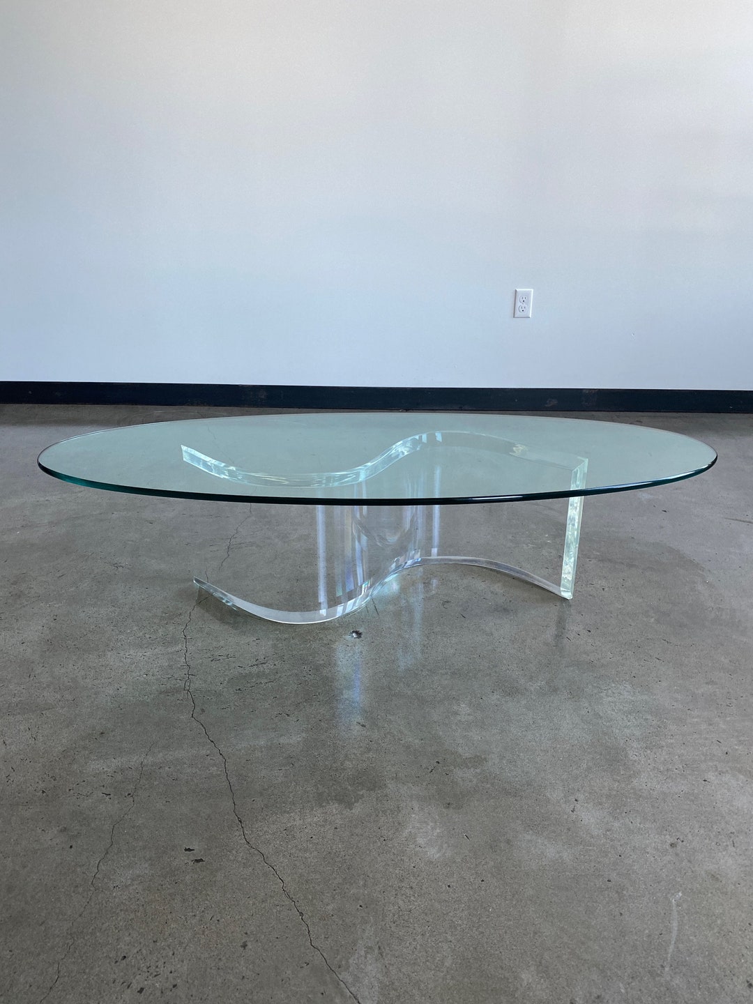 Wavy Lucite & Glass Coffee Table Oval and S-shaped - Etsy