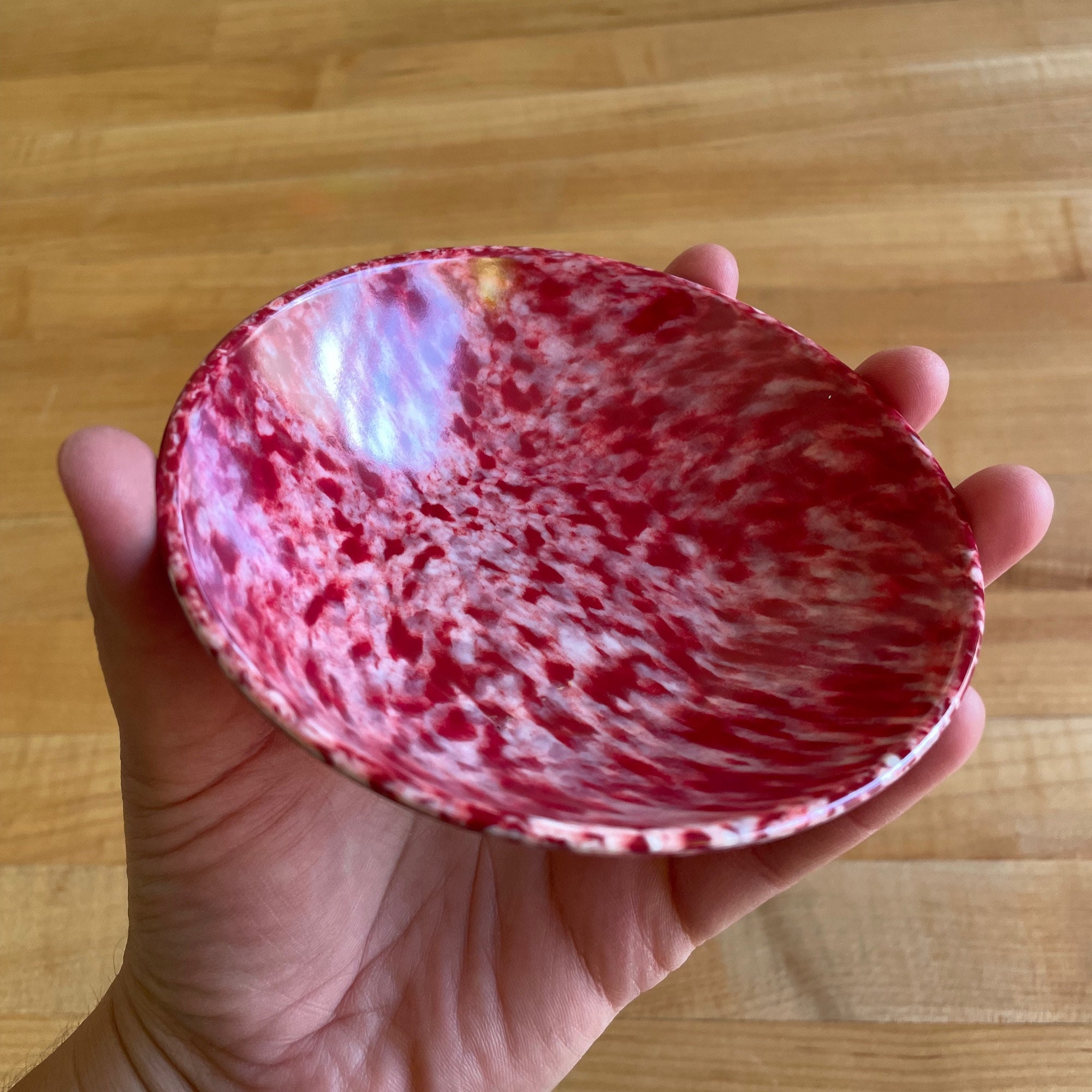 Vintage Speckled Red and White Confetti Melamine Melmac Cups, Saucers ...