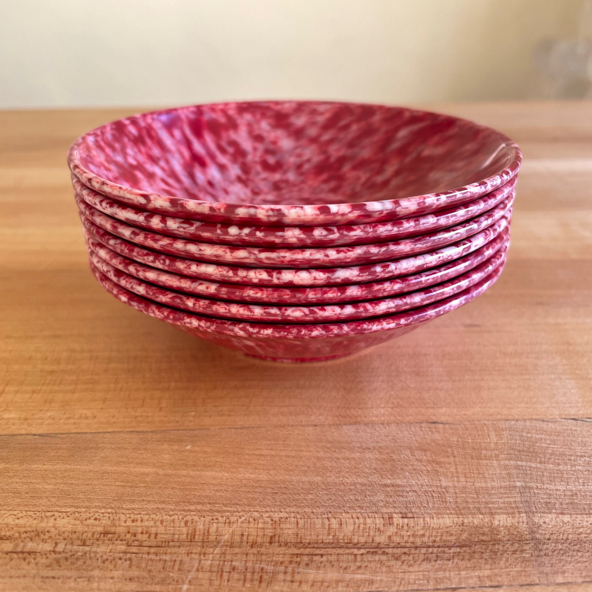 Vintage Speckled Red and White Confetti Melamine Melmac Cups, Saucers ...
