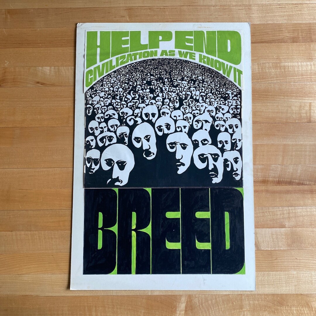Vintage Protest Poster / Print Mock-up, Stop Population Growth, Climate ...