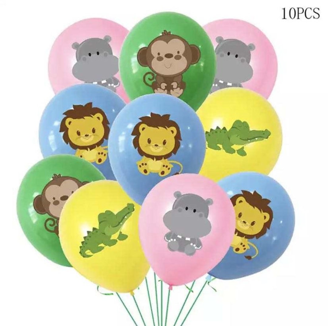 Jungle Animals Latex X10 Balloons Birthday Party Decoration Boys Girls ...