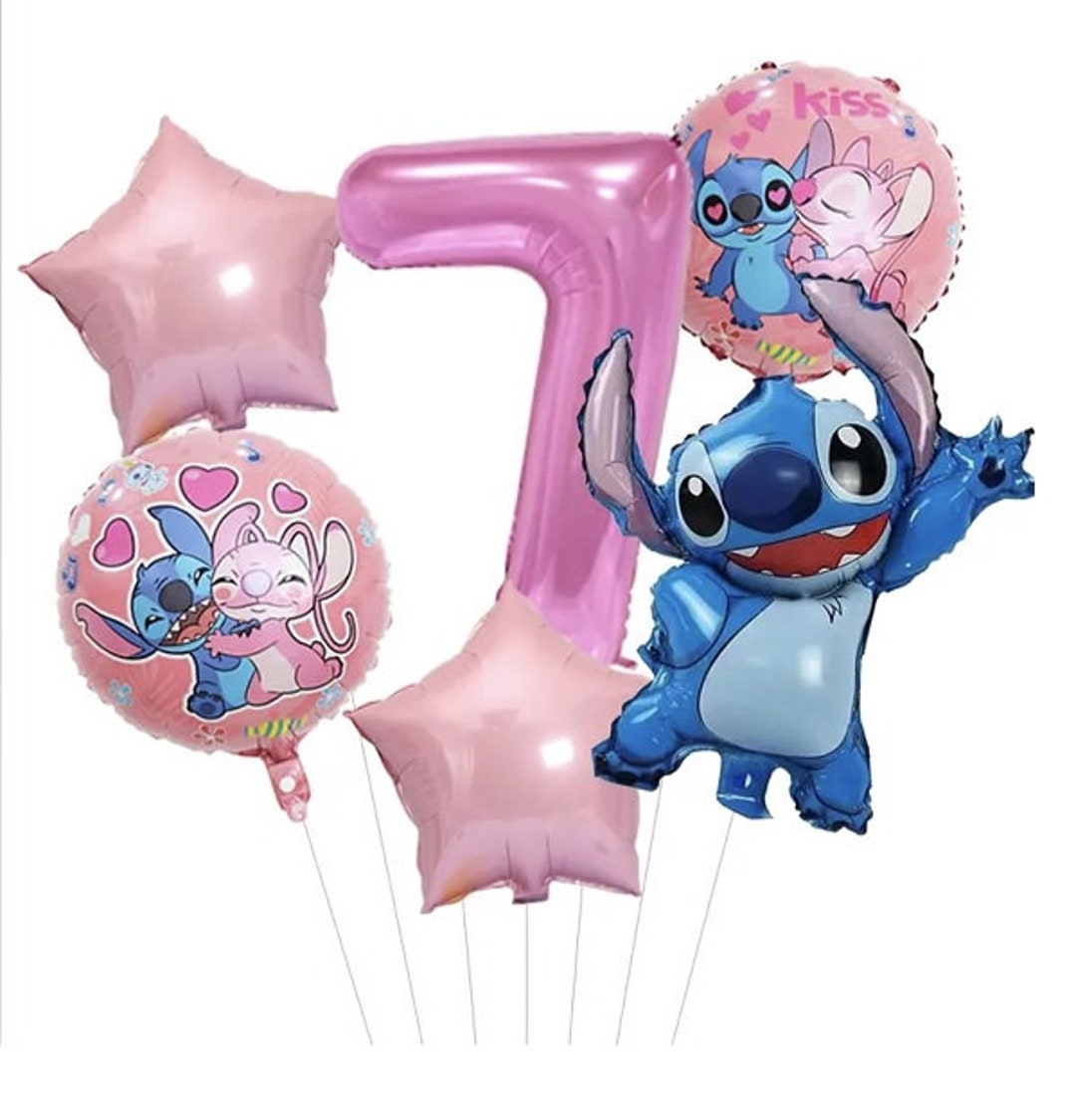 Lilo & Stitch Age 7 Balloon Set Birthday Party Decoration Pink Girls ...