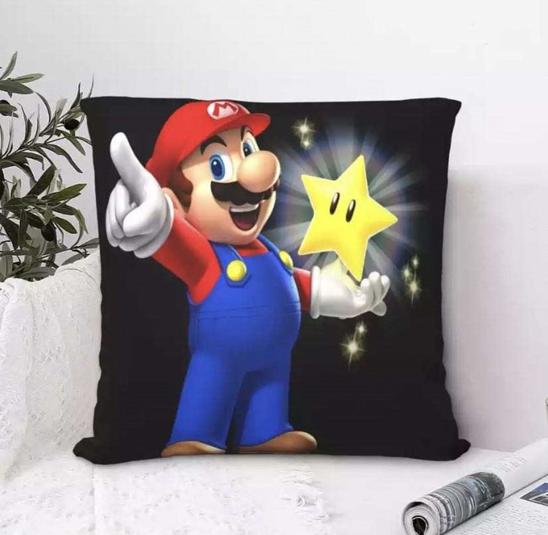 Super Mario Star Cushion Cover 45 X 45cm Retro Game Pillow Case Gift ...