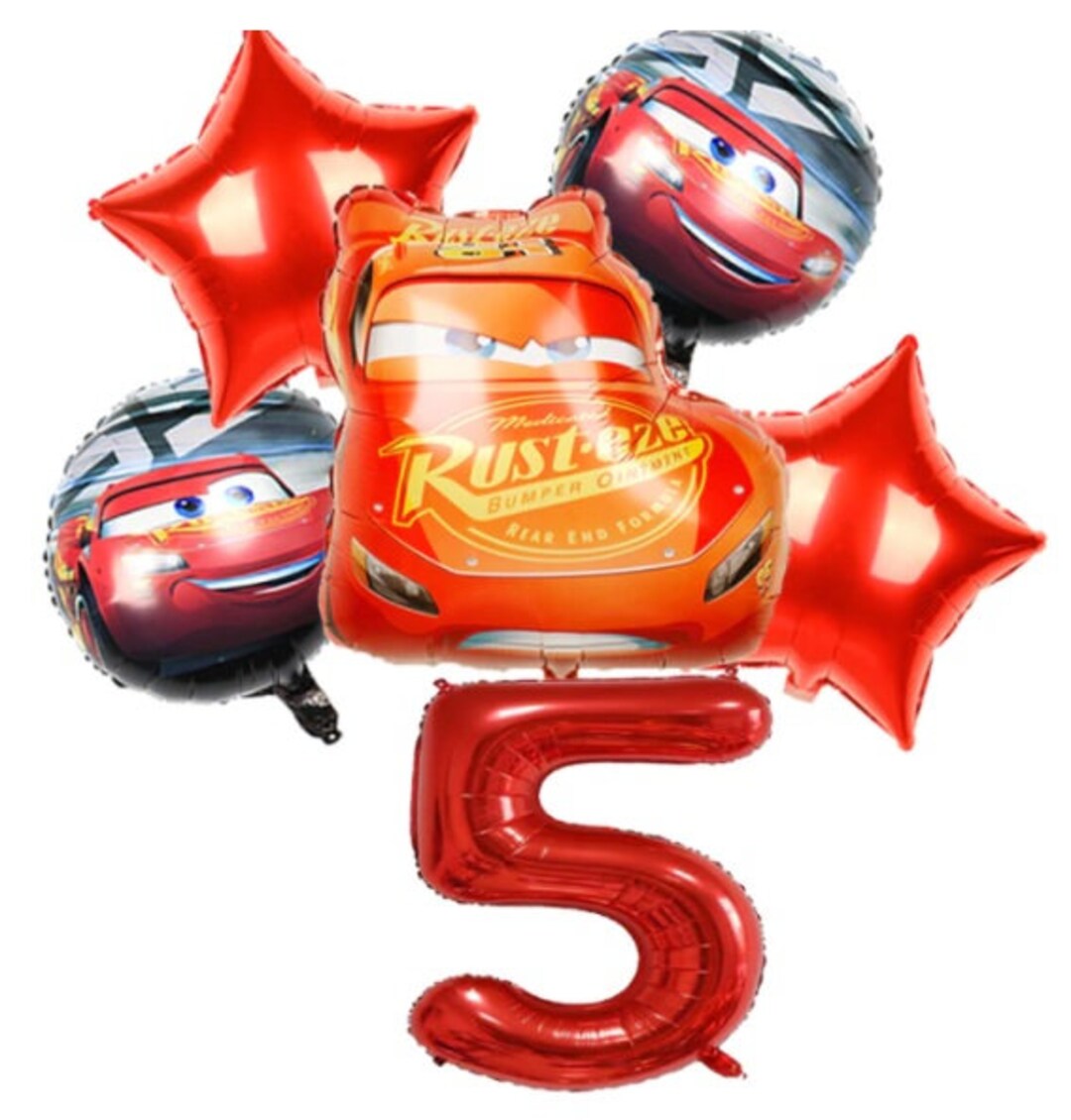 Cars Lightning Mcqueen Balloons Age 5 Birthday Party Decoration Boys ...