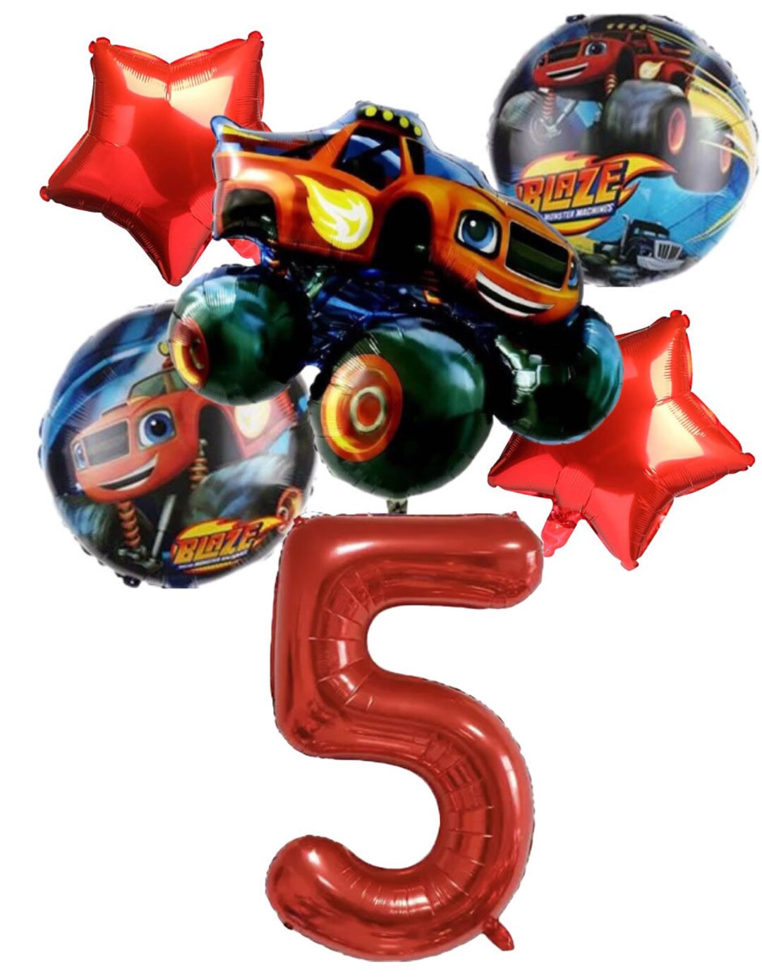 Blaze and the Monster Machines Age 5 Balloon Set Birthday Party ...