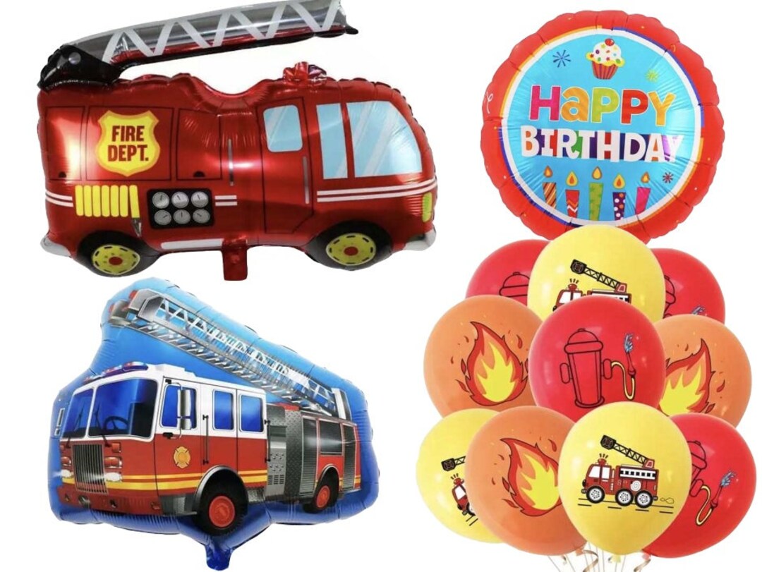 Fire Engine Balloon Set for Birthday Party Decoration Boys Girls Kids ...