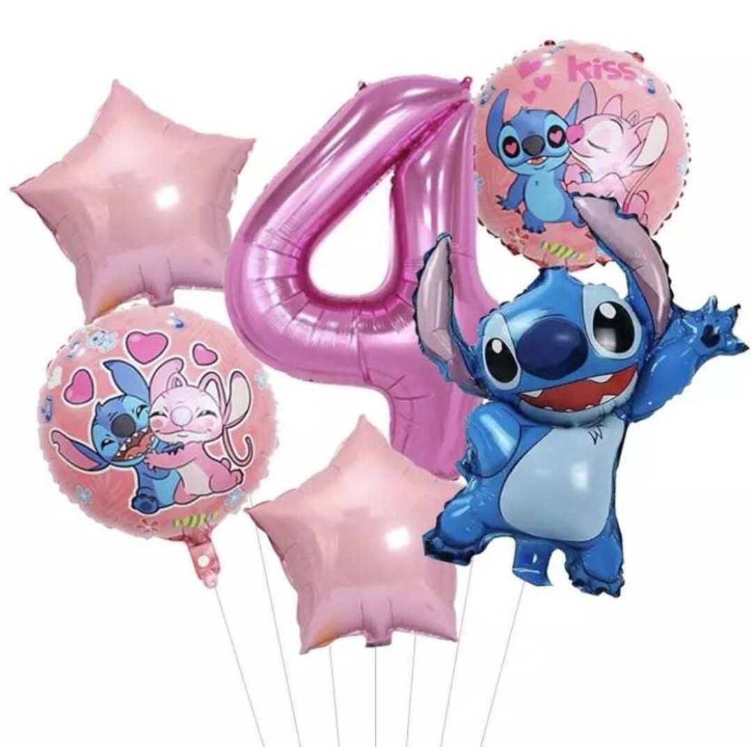 Lilo & Stitch Age 4 Balloon Set Birthday Party Decoration Pink Girls ...