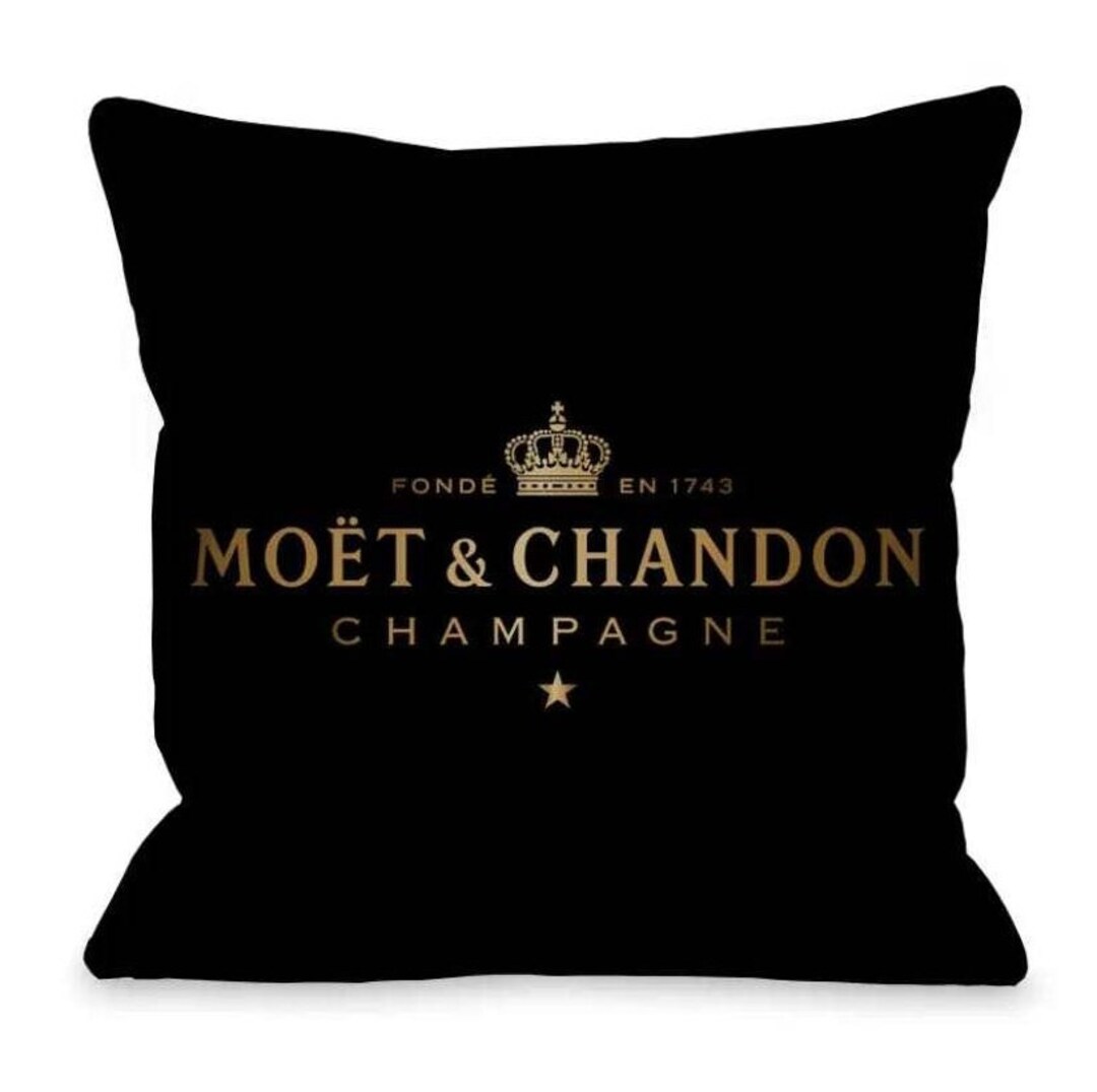 Moet & Chandon Black Gold Cushion Cover 45 X 45 Pillow NEW Home Decor ...