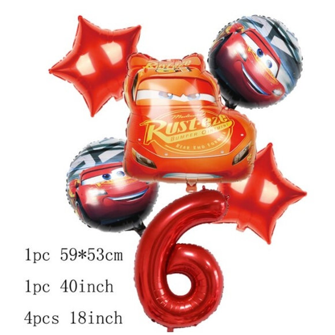Cars Lightning Mcqueen Balloons Age 6 Birthday Party Decoration Boys ...
