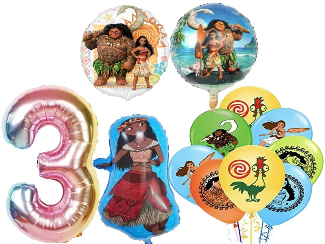 Moana Age 3 Balloon Set Birthday Party Decoration Boys Girls - Etsy