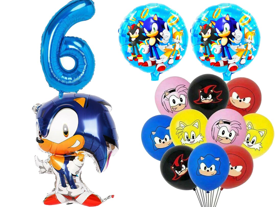 Sonic & Knuckles Age 6 Balloon Set Birthday Party Decoration Boys Girls ...