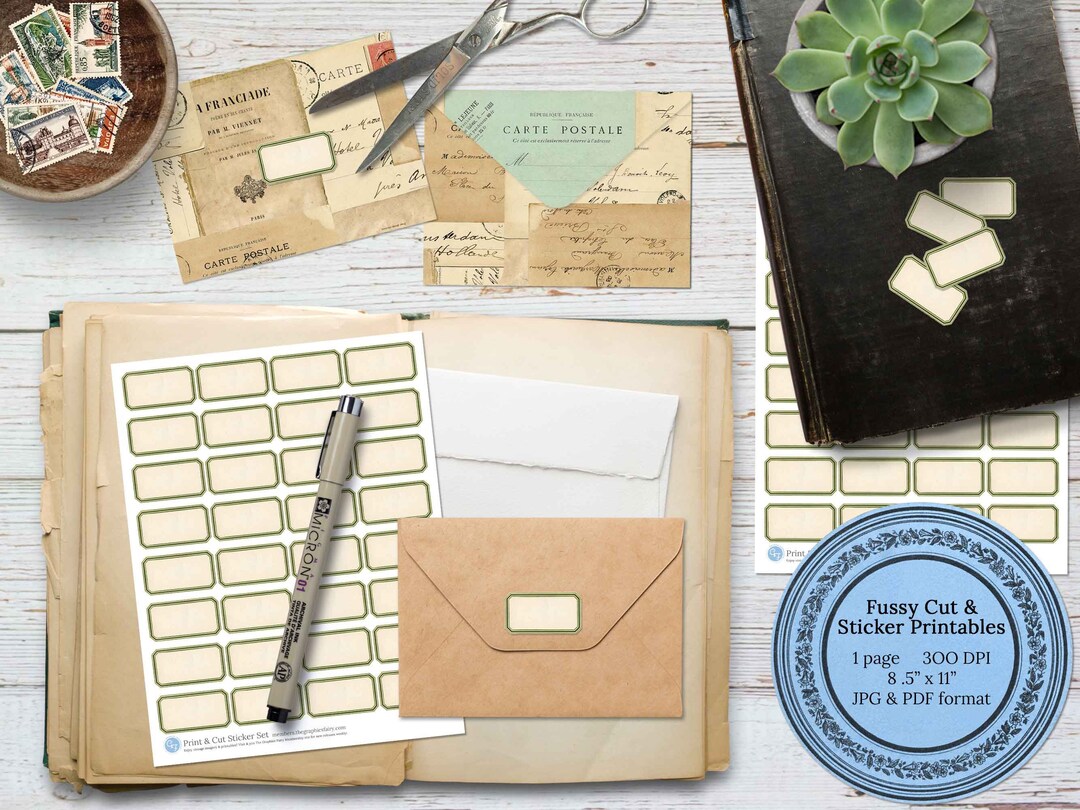 Vintage Green Label Set Printable Collage Sheet - Etsy