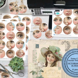 Victorian Face 2.5 Circle Printable Ephemera Sticker - Etsy