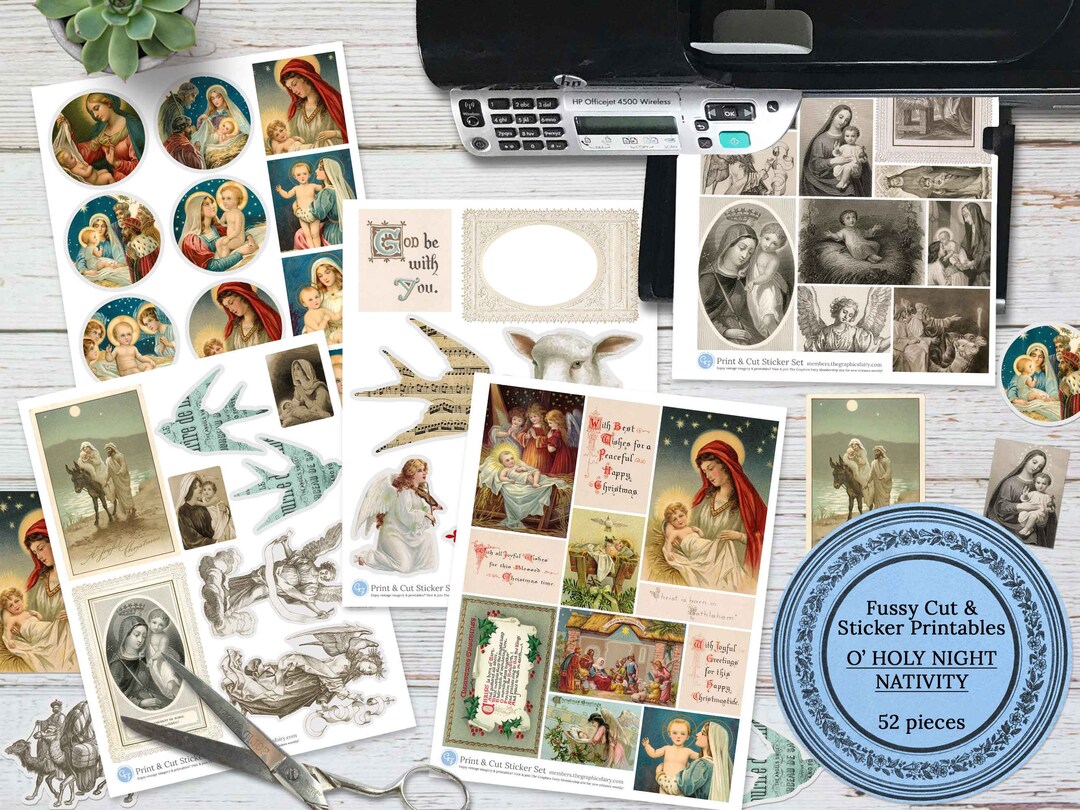 Christmas Nativity Religious Ephemera Fussy Cut Sticker Collage ...