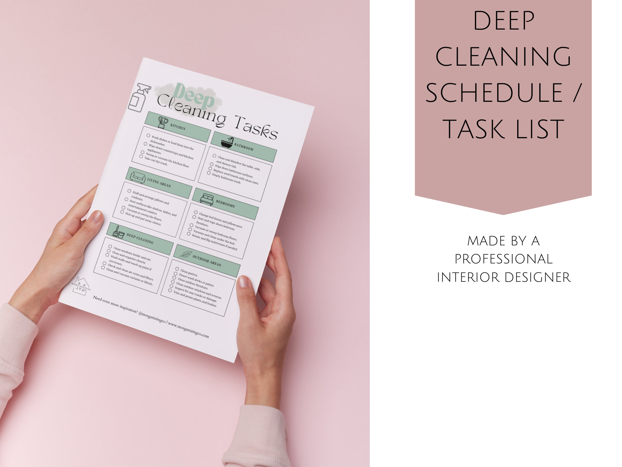 Deep Cleaning Checklist, Weekly Cleaning Checklist, Cleaning Planner ...