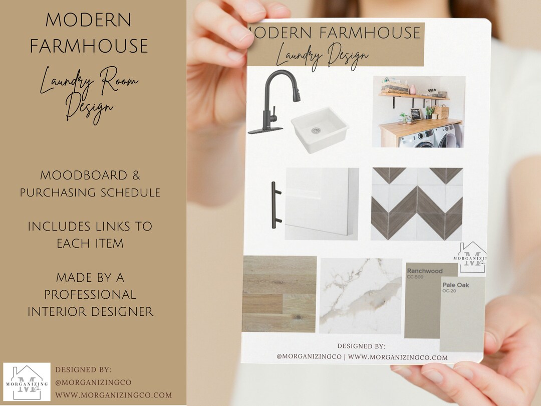 Modern Farmhouse Laundry Room Design, Mood Board Template, Mood Board ...