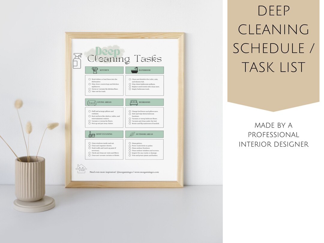 Deep Cleaning Checklist, Weekly Cleaning Checklist, Cleaning Planner ...