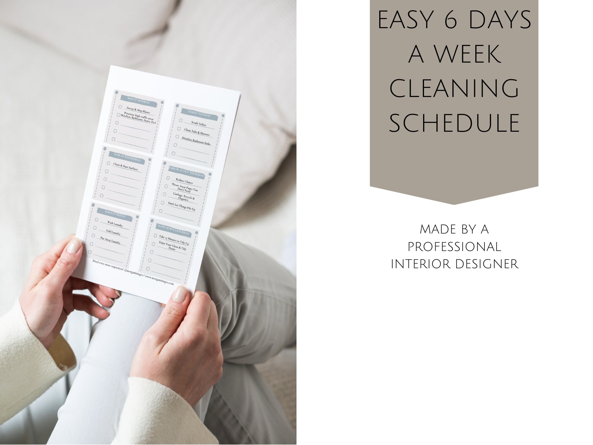 Easy 6 Days a Week Cleaning Schedule, Cleaning Planner, Cleaning ...